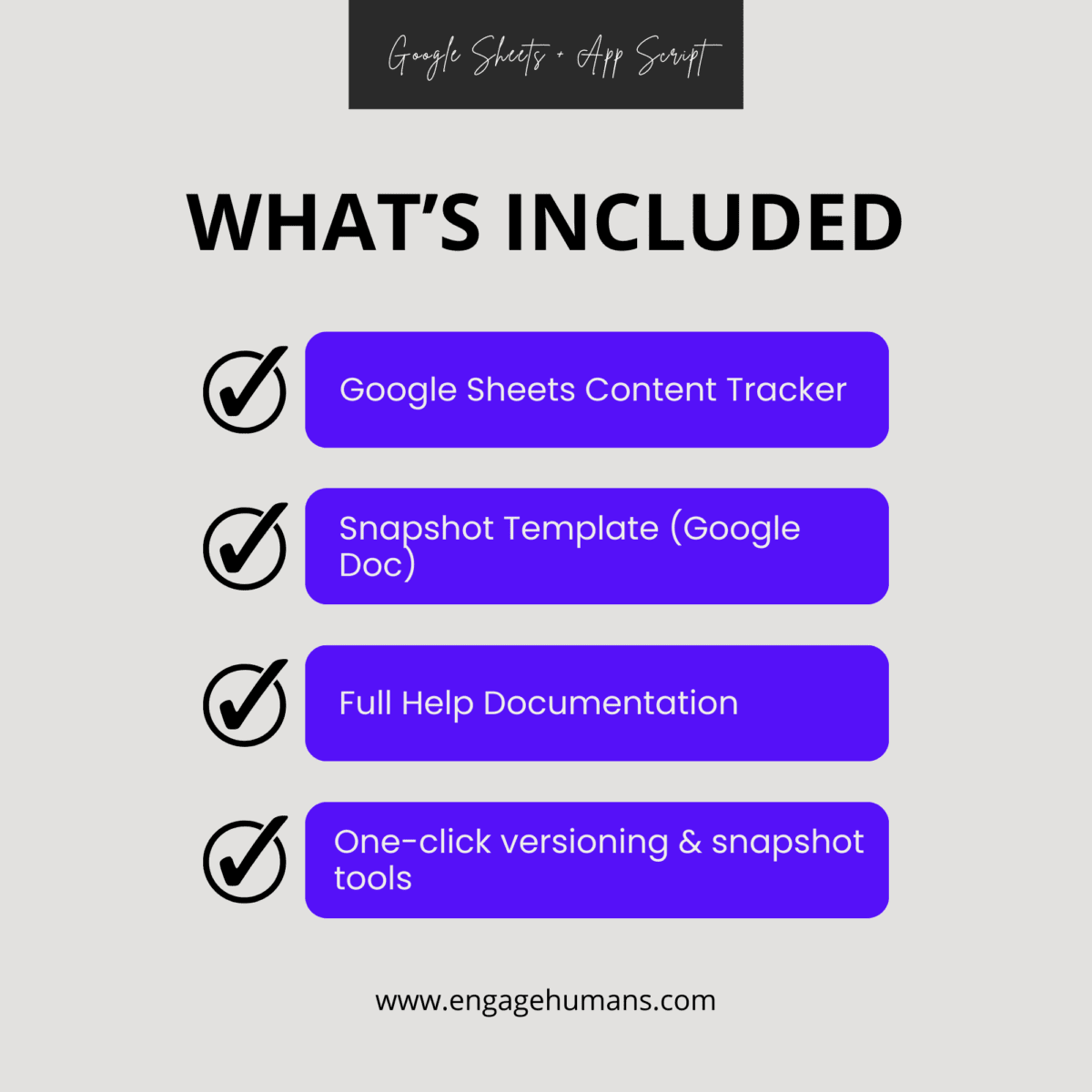 Content Tracker + Snapshot System for Google Sheets - Engage Humans